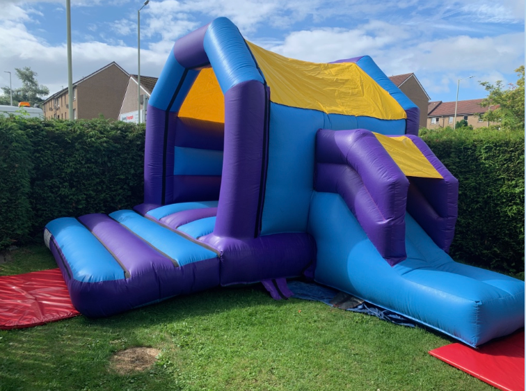 Blue And Purple Bouncy Castle With Slide - Dreamtime Events Angus ...