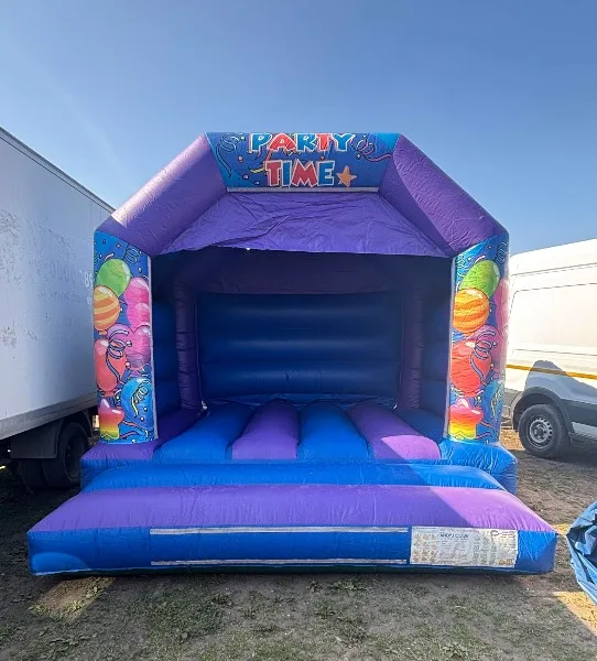 Purple Party Time Bouncy Castle - Chambers Bouncy Castle Hire