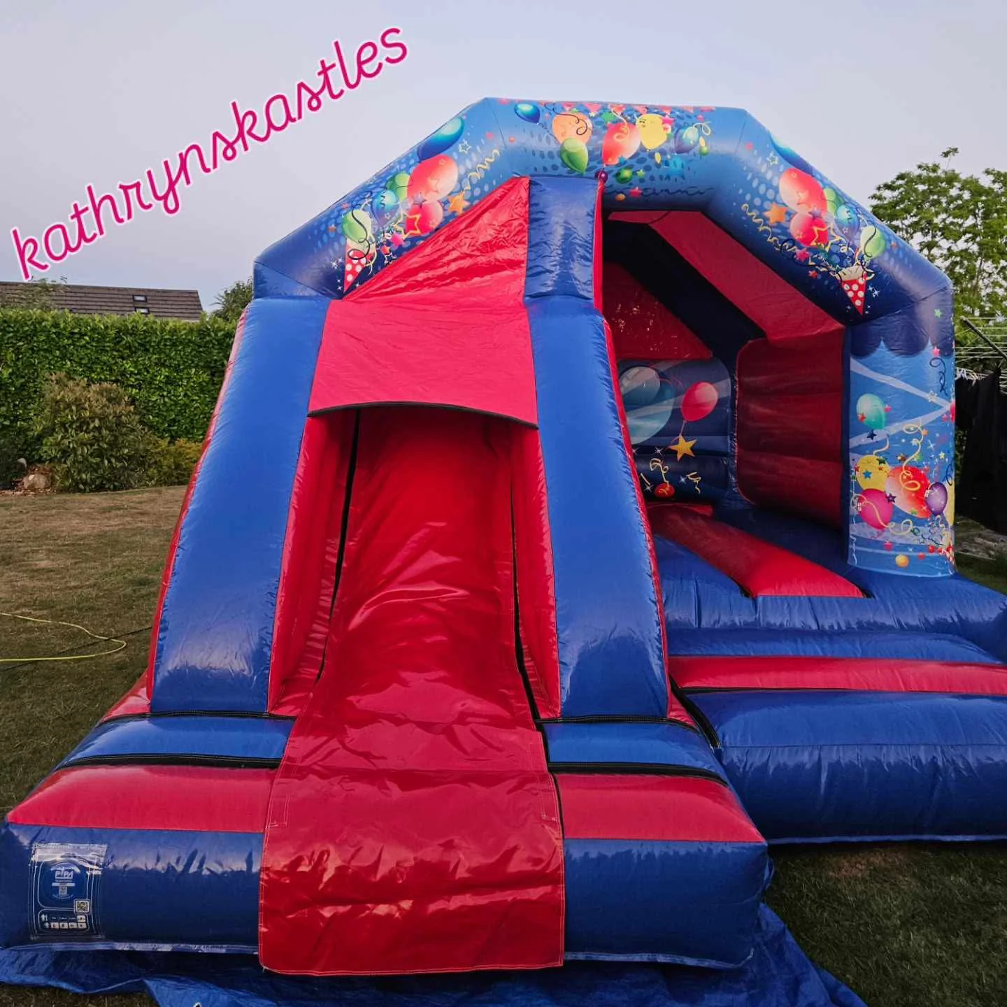 Blue And Red Front Celebrations Slide - Kathryns Kastles and Soft Play