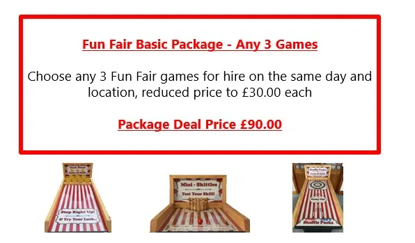 Fun Fair Basic Package - Any 3 Games - GoFor Events Hire