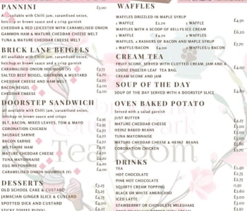 Takeaway Menu - Eastbrook Country Park Tea Room