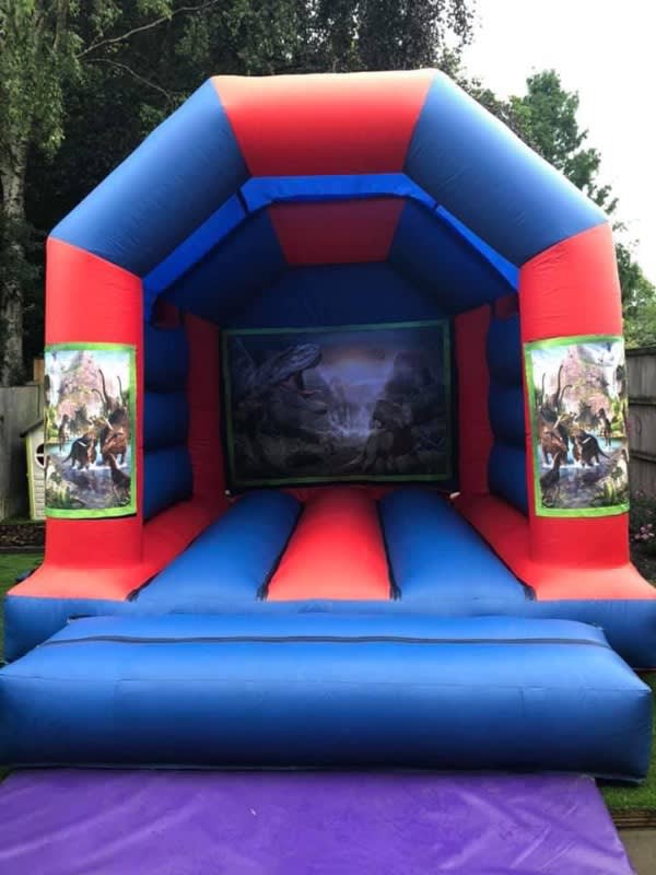 12ft X 12ft Blue And Red Castle - Dinosaur Theme - A Wibbly Wobbly ...
