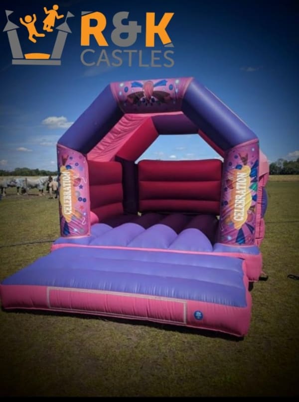 Celebrations Theme 12x12ft Pink And Purple Bouncy Castle - Bouncy ...