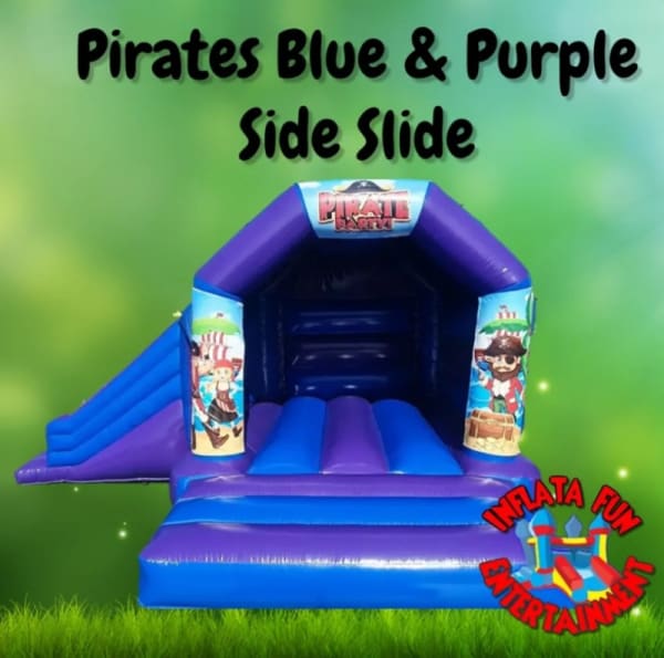 Pirates Blue And Purple Castle With Side Slide - Inflata-fun | Bouncy ...