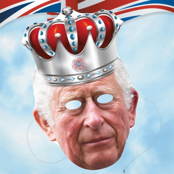 King Charles Cardboard Mask With Elastic Pack Of 50 - Nightclub Party