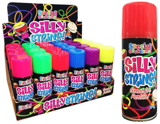 Silly String In Assorted Colours 24 X 200ml Cans - Nightclub Party