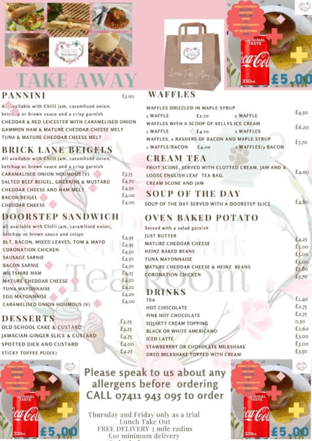 Thursday And Friday Takeaway Menu - Eastbrook Country Park Tea Room