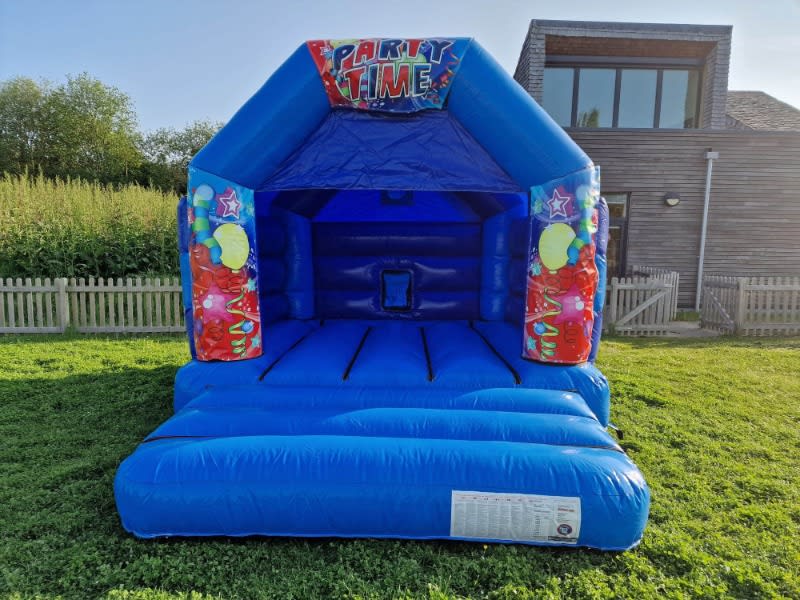 Party Time Blue Bouncy Castle - Funday Kent