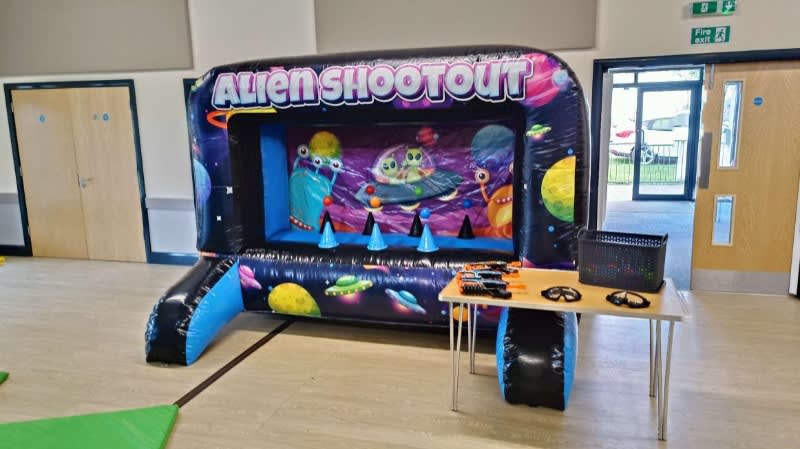 Alien Space Shooting Wall Boston Spalding Bouncy Castle, Hot Tub & Soft ...
