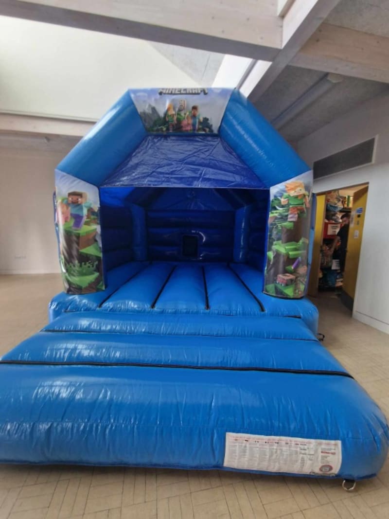 Blue Minecraft Bouncy Castle - Funday Kent