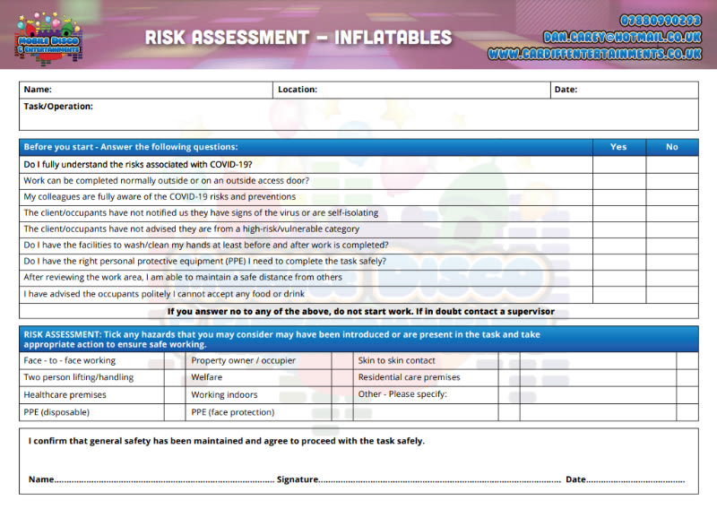 A4 Risk Assessments - Design Work Only - Not Printed Business cards ...