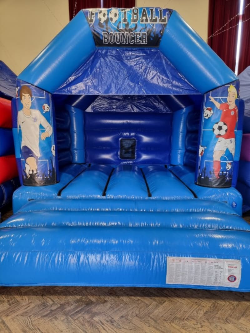 Blue Football Bouncy Castle Inflatable and Soft Play Hire Redcar