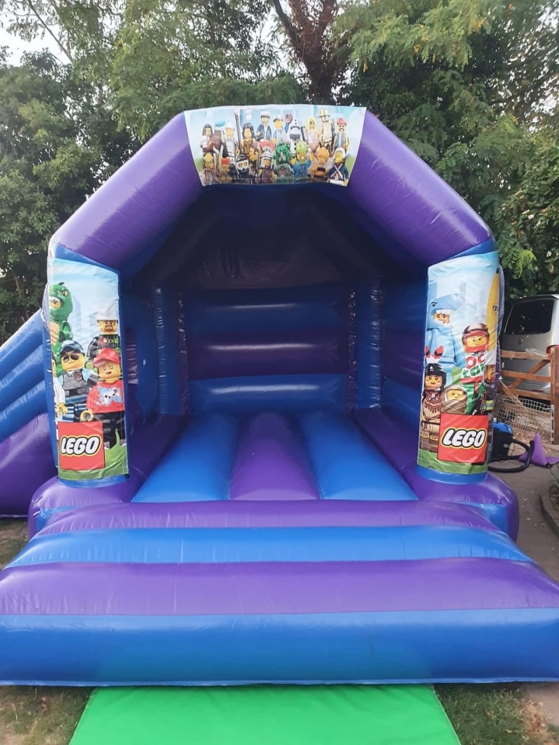 Lego Blue And Purple Castle With Side Slide - Inflata-fun | Bouncy ...