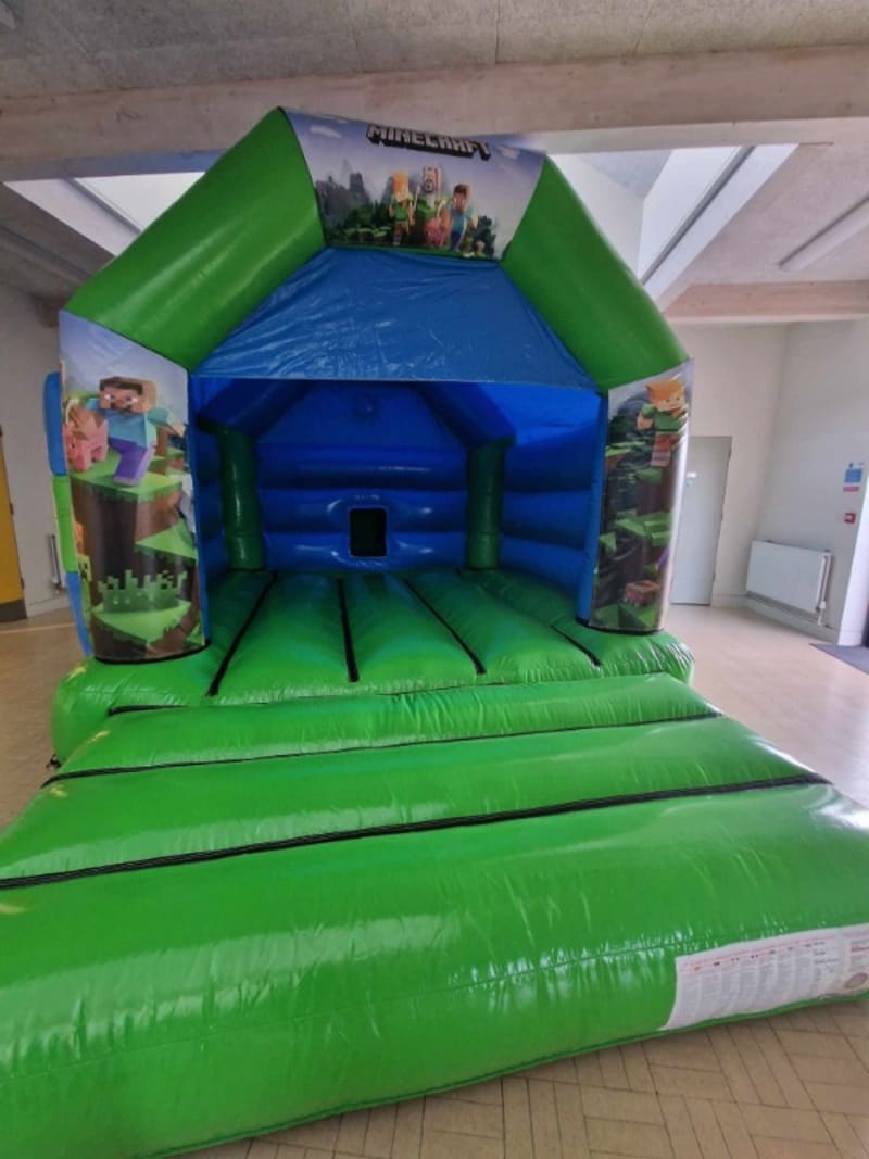 Green Minecraft Bouncy Castle - Funday Kent