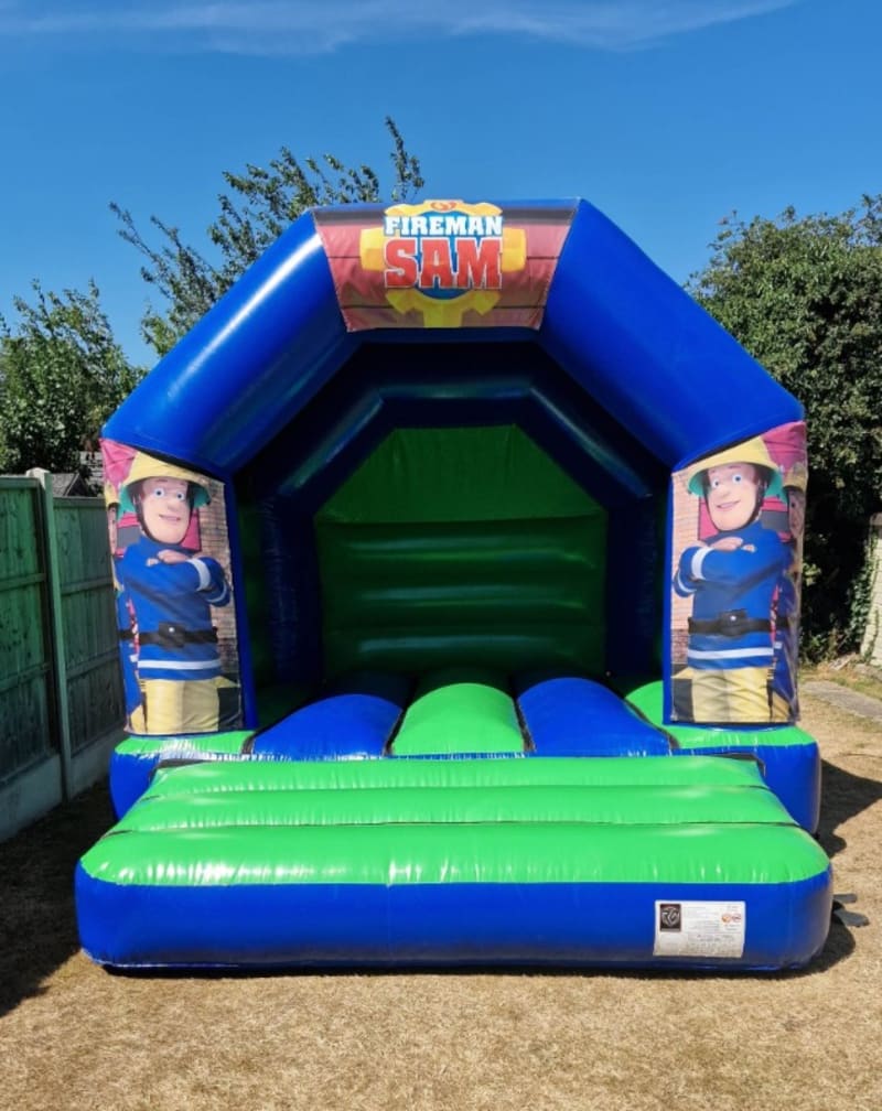 Fireman Sam Blue And Green Castle - Bounce With Us Inflatable Hire