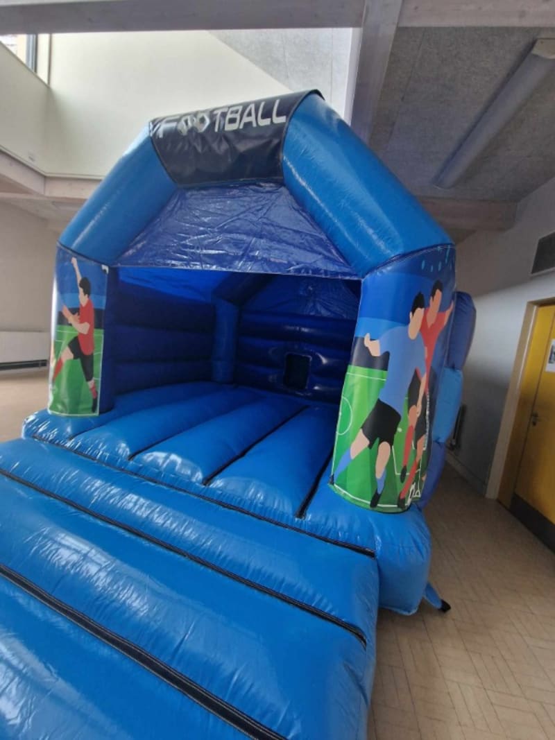Blue Football Bouncy Castle - Funday Kent
