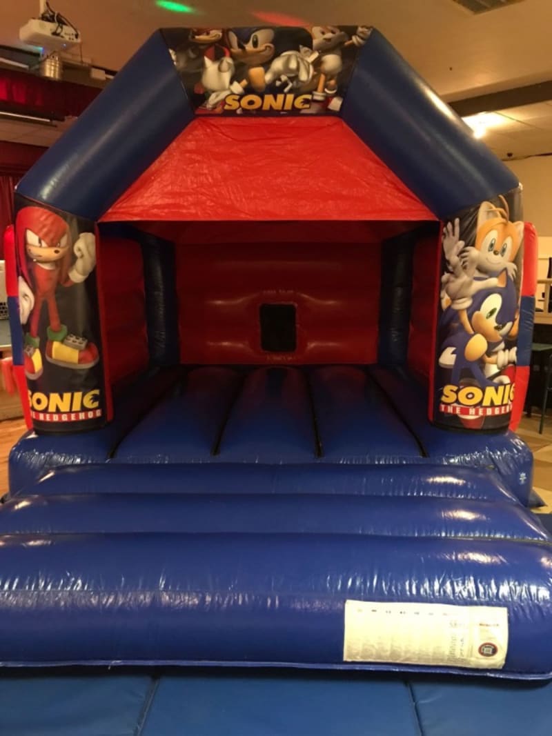 Blue And Red Sonic Castle Inflatable and Soft Play Hire Redcar