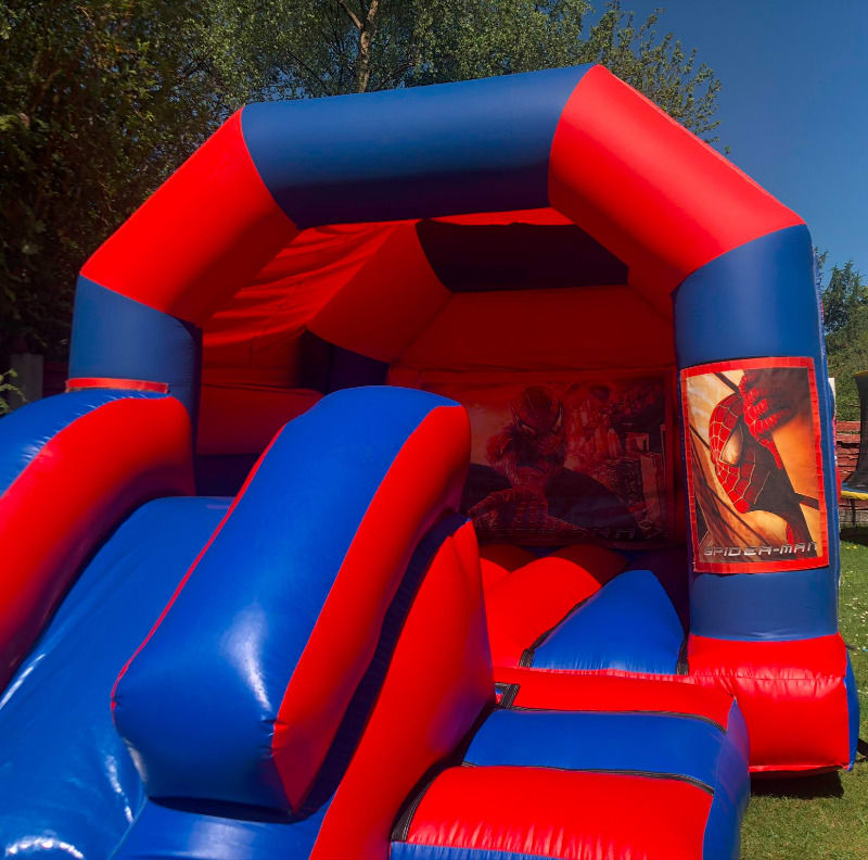 Red And Blue Combo Castle -spiderman Theme - A Wibbly Wobbly Castle Hire