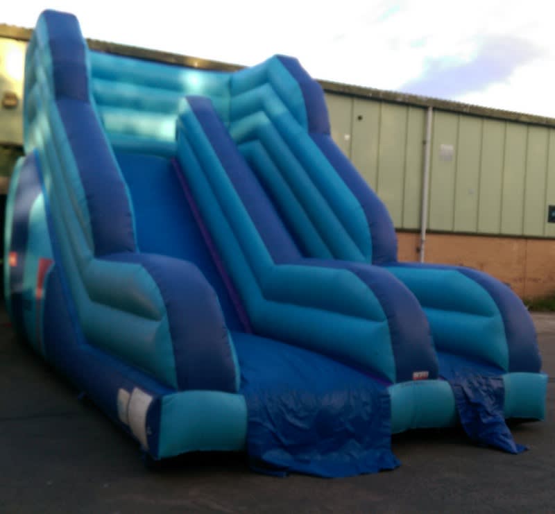 Blue Inflatables Slide For Hire In Liverpool - MJ Castles