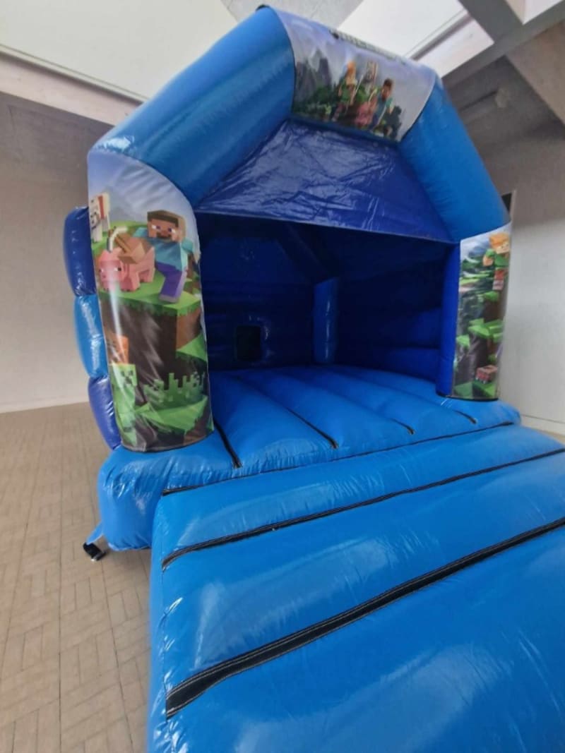 Blue Minecraft Bouncy Castle - Funday Kent