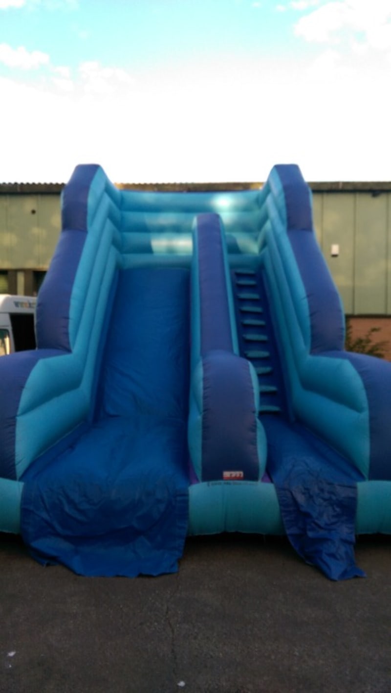 Blue Inflatables Slide For Hire In Liverpool - MJ Castles