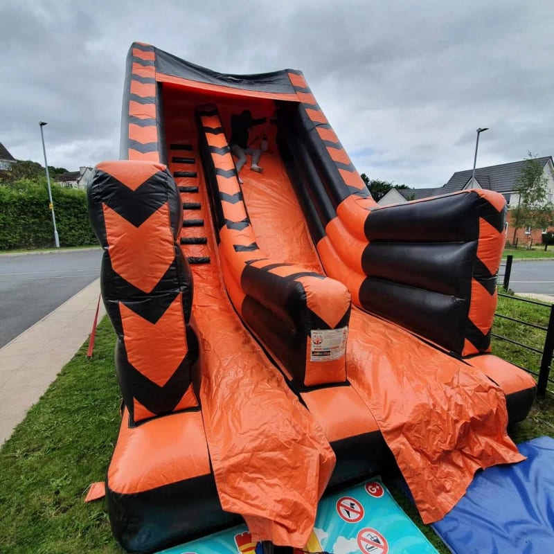 15ft Inflatable Mega Slide - Orange And Black Chevron Kangaroo Castles ...