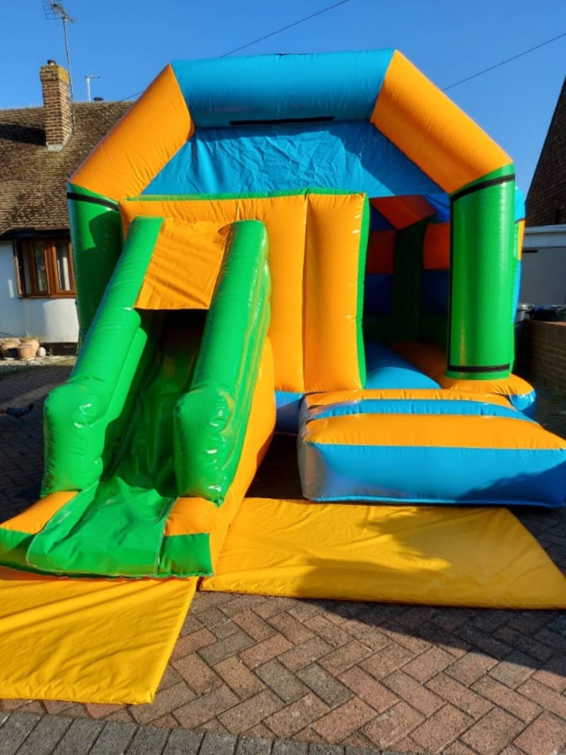 Blue And Yellow Front Slide Bouncy Castle - Herne Bay Bouncy Castle Hire