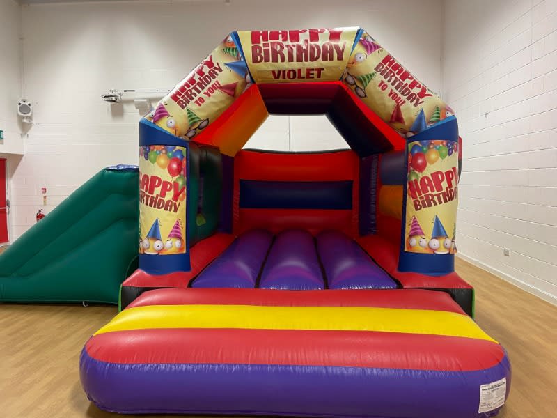 Personalised Happy Birthday Bouncy Castle With Slide - North Devon Events