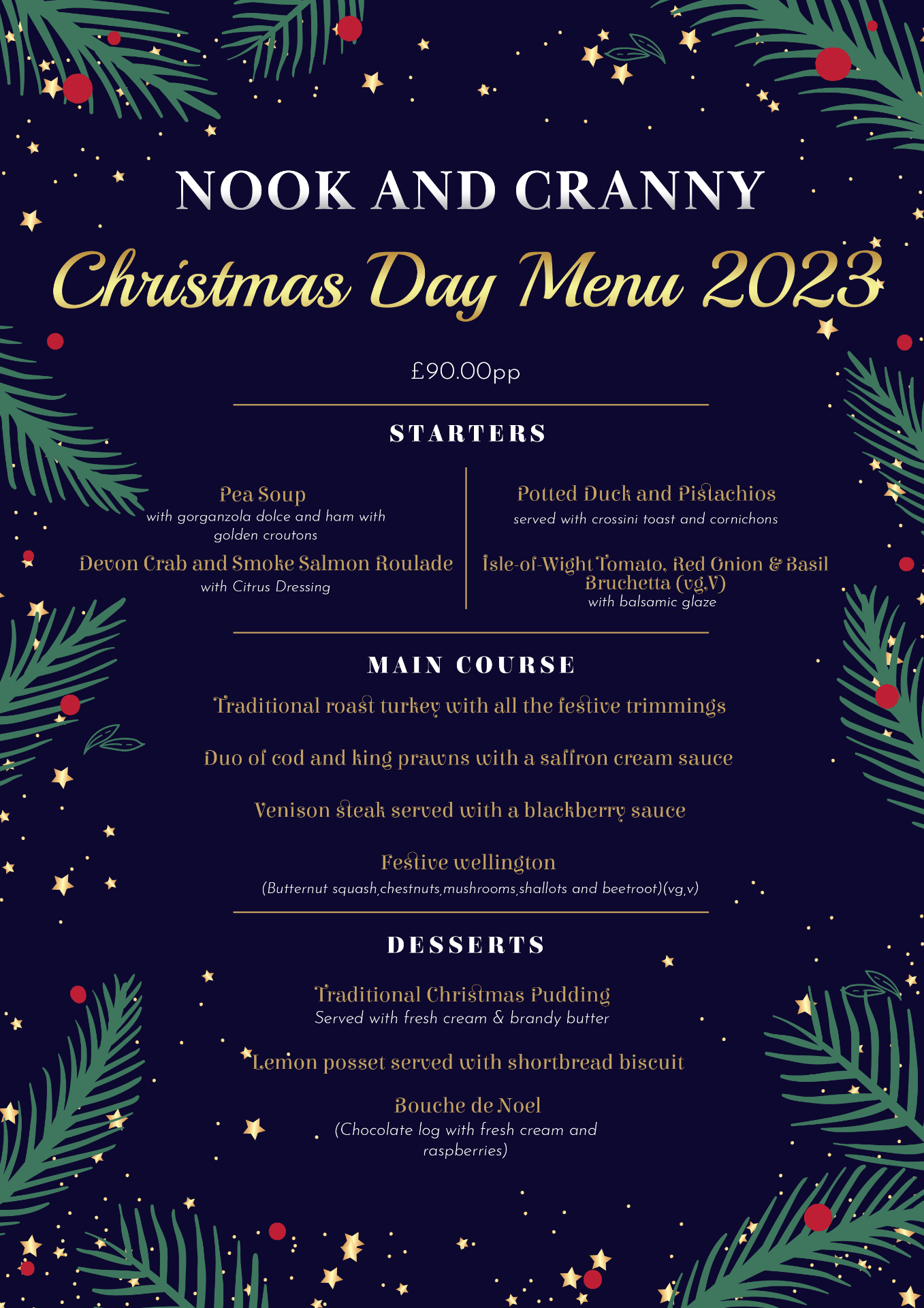Christmas Menu - Nook and Cranny