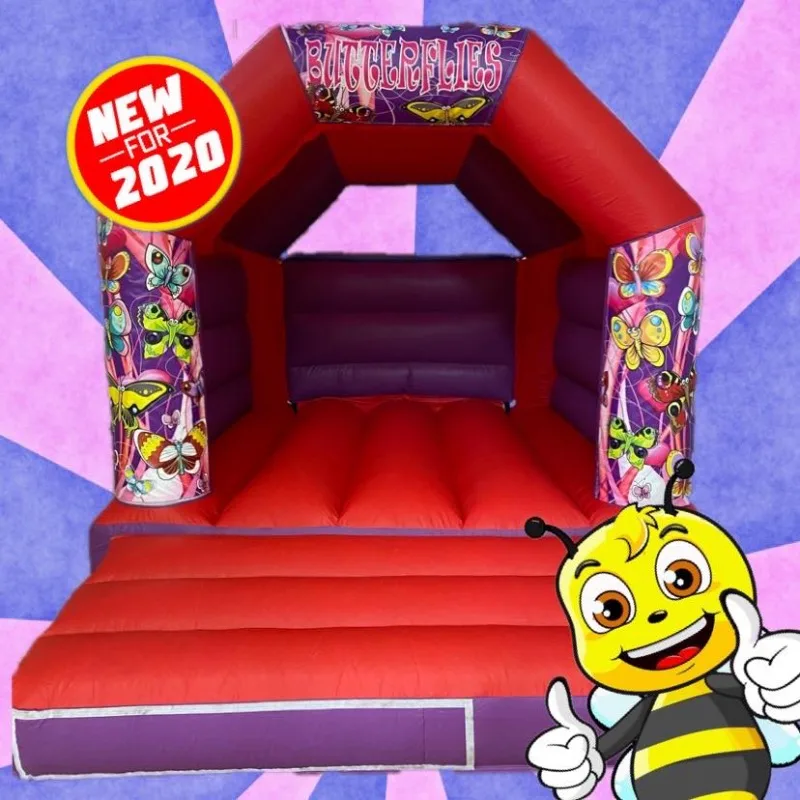 Red Butterflies Castle Bouncy Castle Hire Wakefield - Bee Leisure