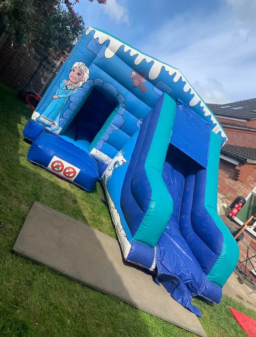 Frozen Box Bouncy Castle With Slide - Leicester Bounce and Slide