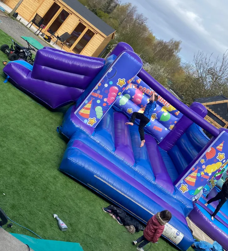 Dark Blue And Purple Side Combo Castle - K&K Bouncy Castles Wirral
