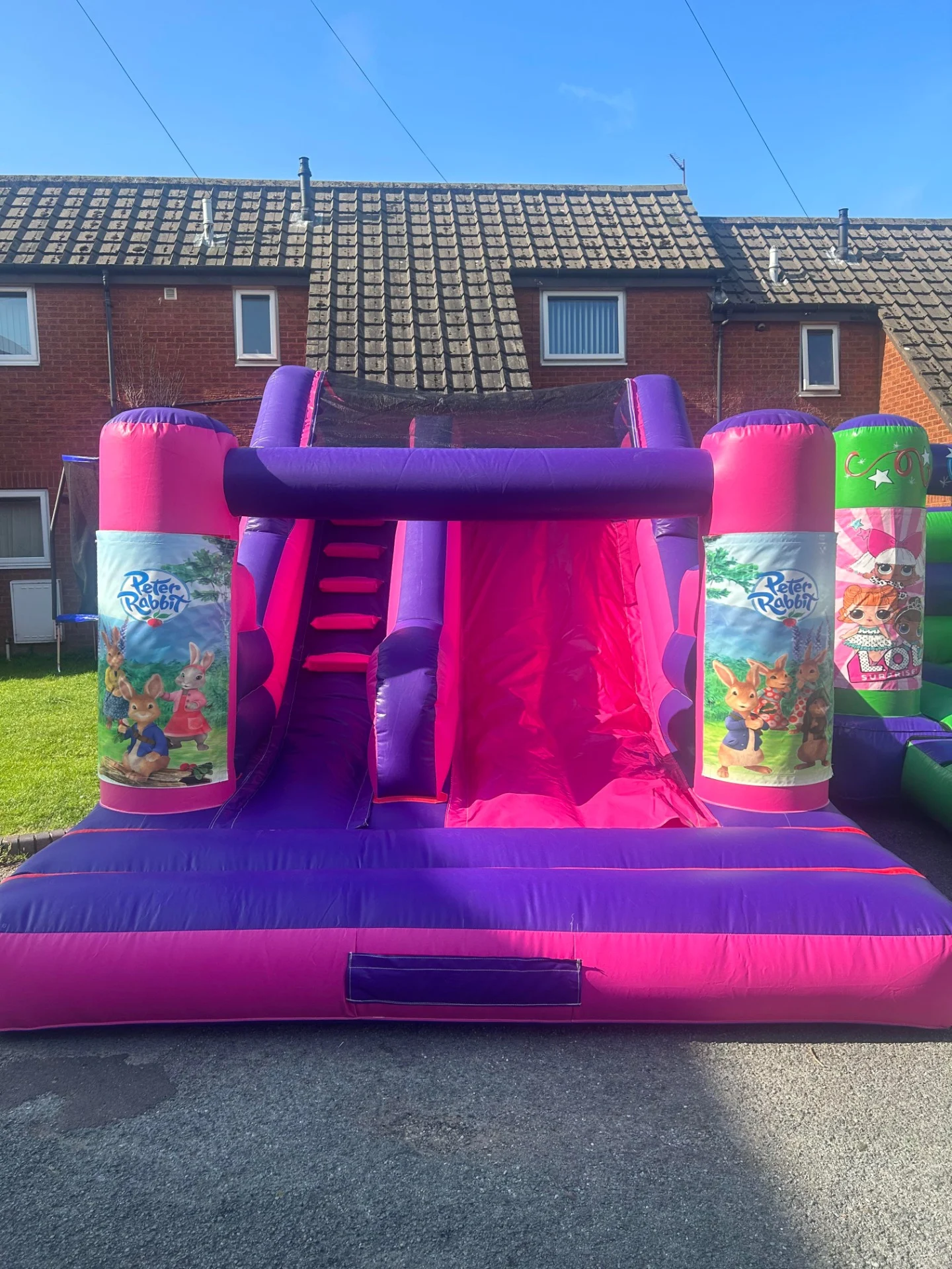 Peter Rabbit Pink And Purple 5ft 6 Platform Slide - Tiny Tots Inflatables