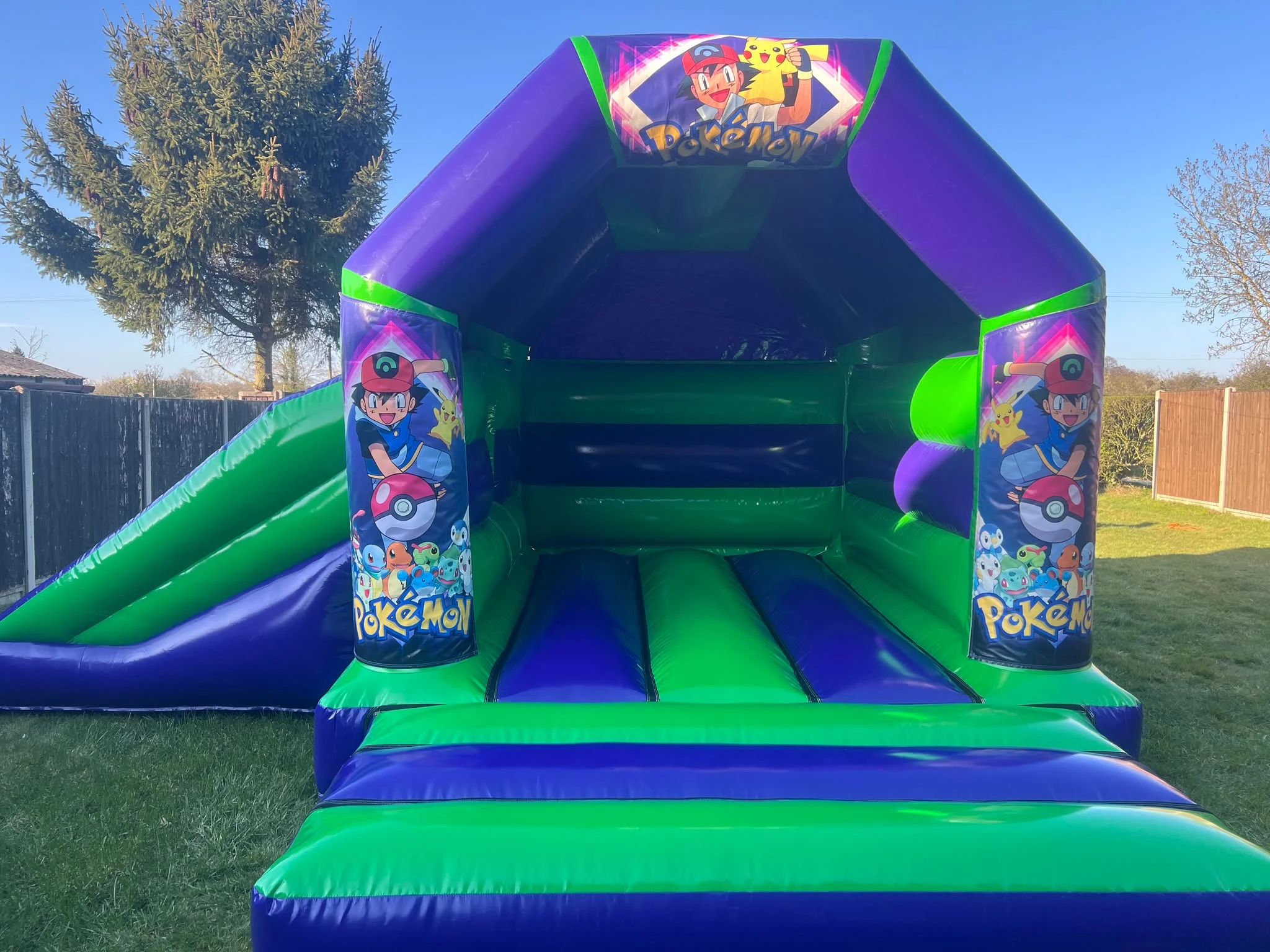 Pokemon Themed Green And Purple Castle With Side Slide - Inflata-fun ...