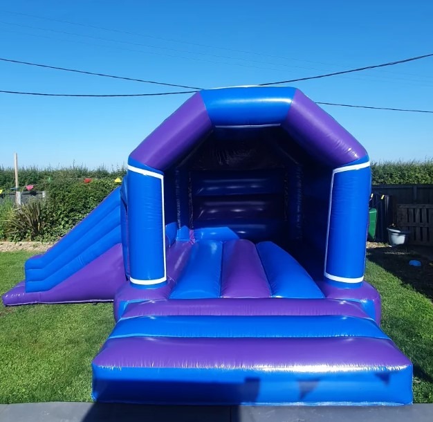 Plain Blue And Purple Castle With Side Slide - Inflata-fun | Bouncy ...