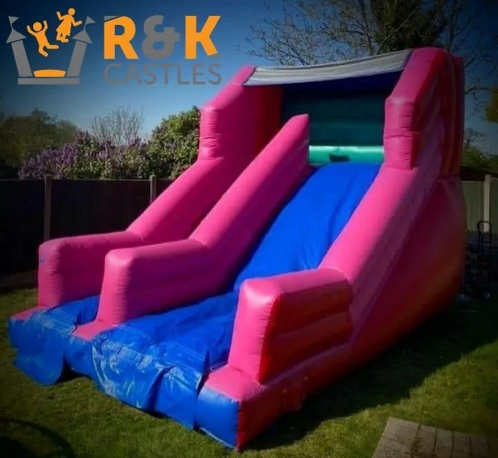 Pink And Blue Slide - Bouncy Castle Hire East Anglia