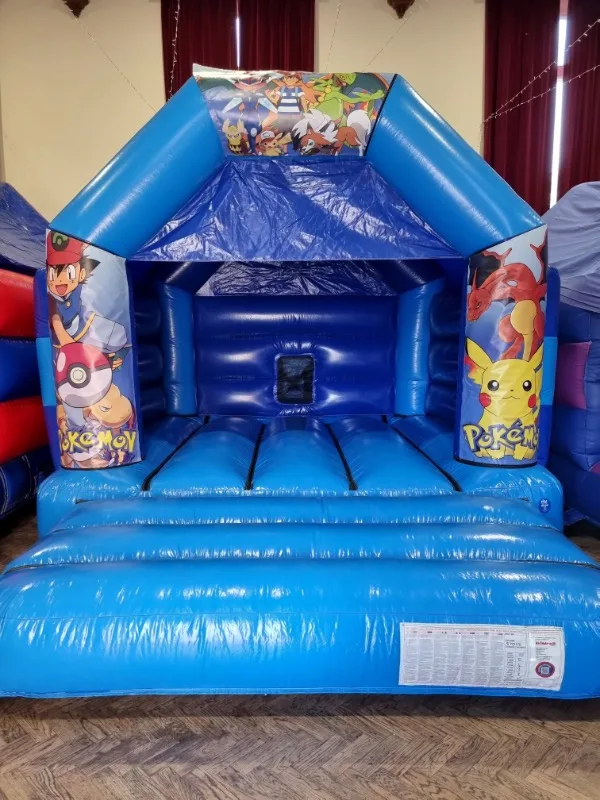 Blue Pokemon Bouncy Castle Inflatable and Soft Play Hire Redcar