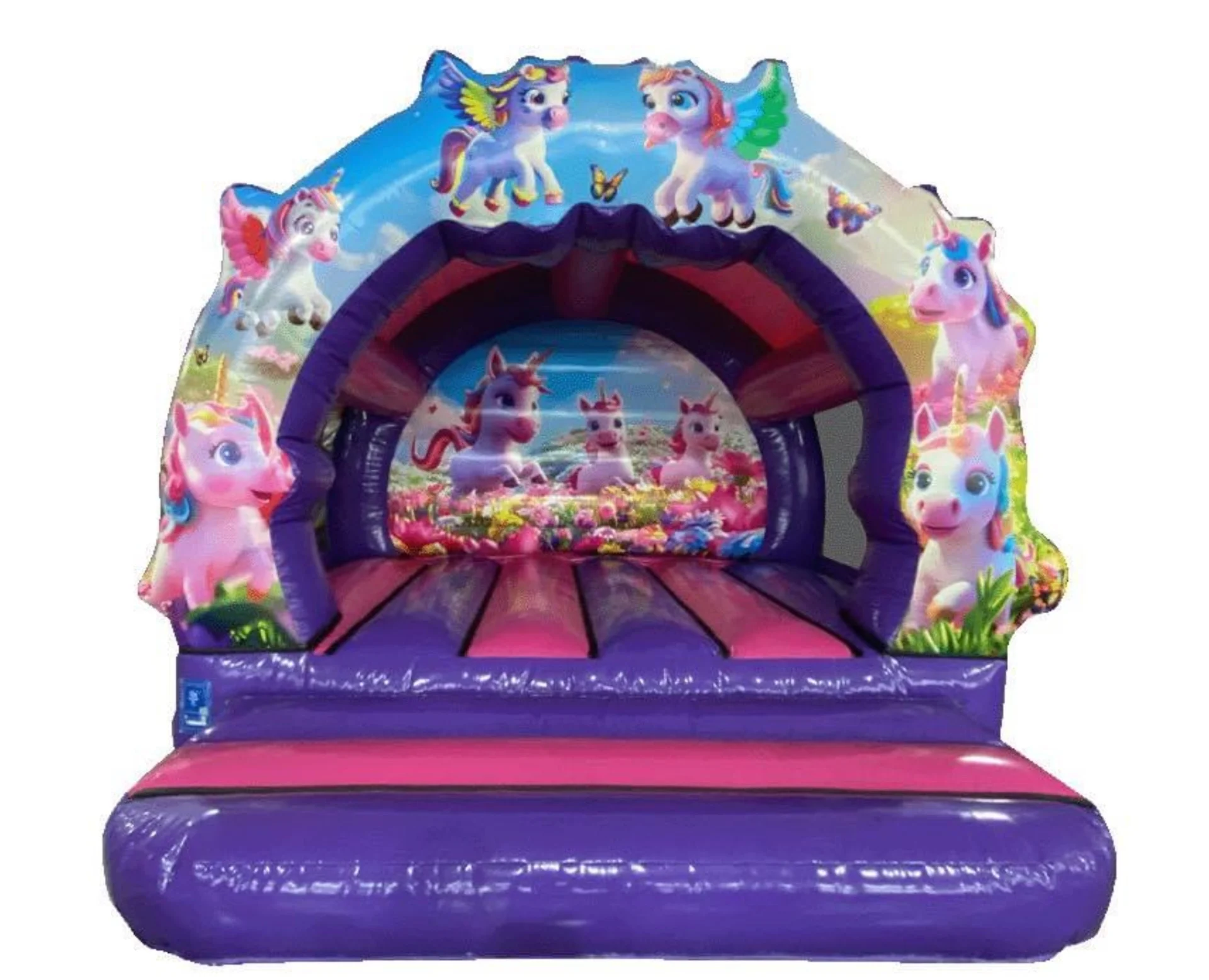 Unicorn Curved Contour Bouncy Castle Bounce Up Inflatables