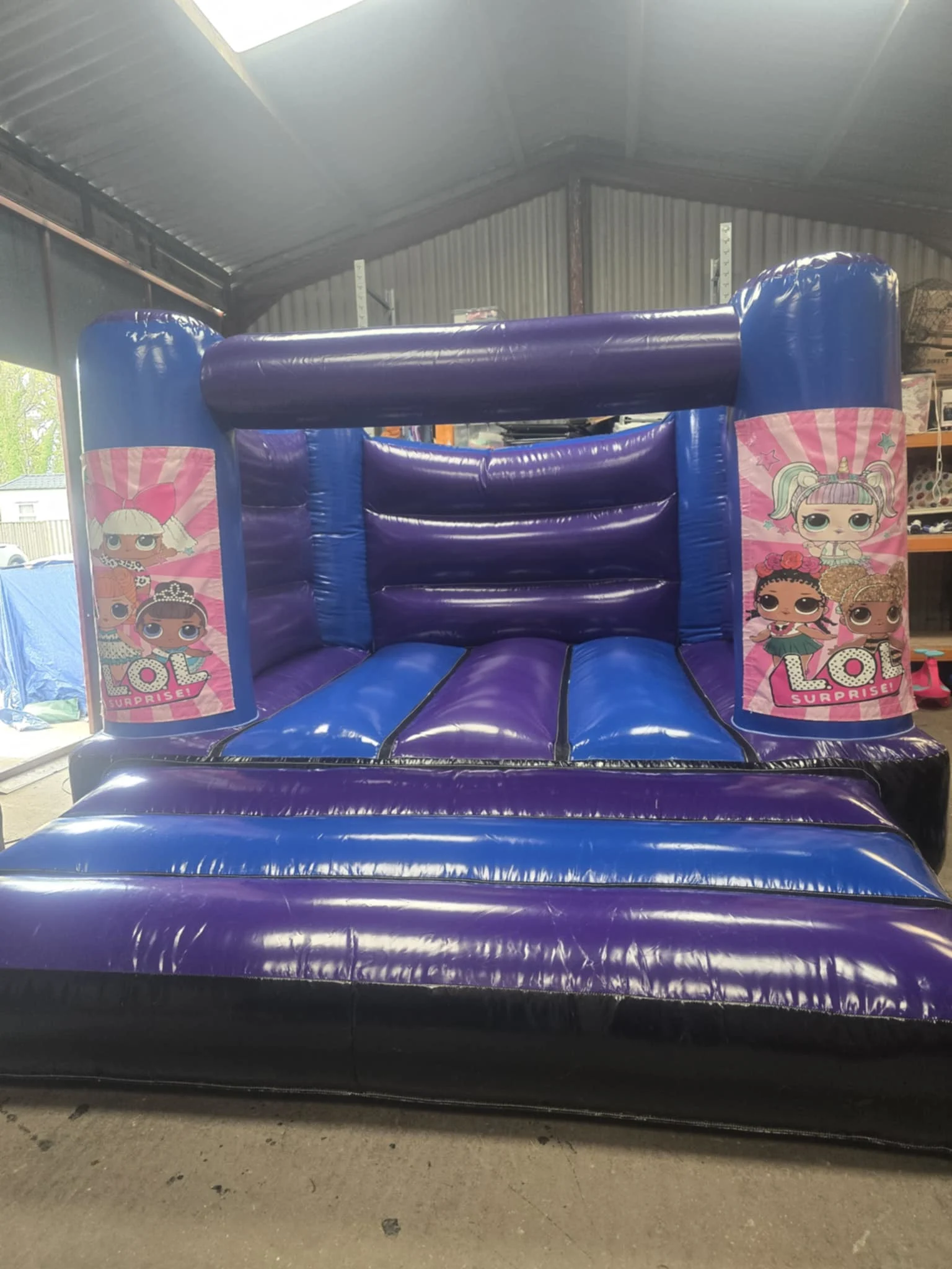 Lol Blue And Purple H Frame Bouncy Castle - Tiny Tots Inflatables