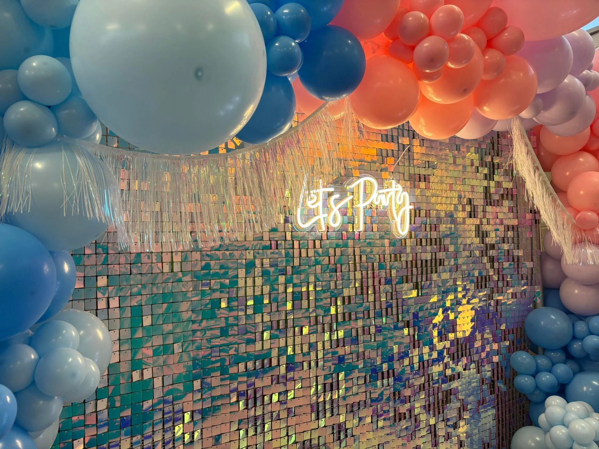 Iridescent Sequin Wall Hire - Shimmer Walls - London - Deluxe Flower Walls