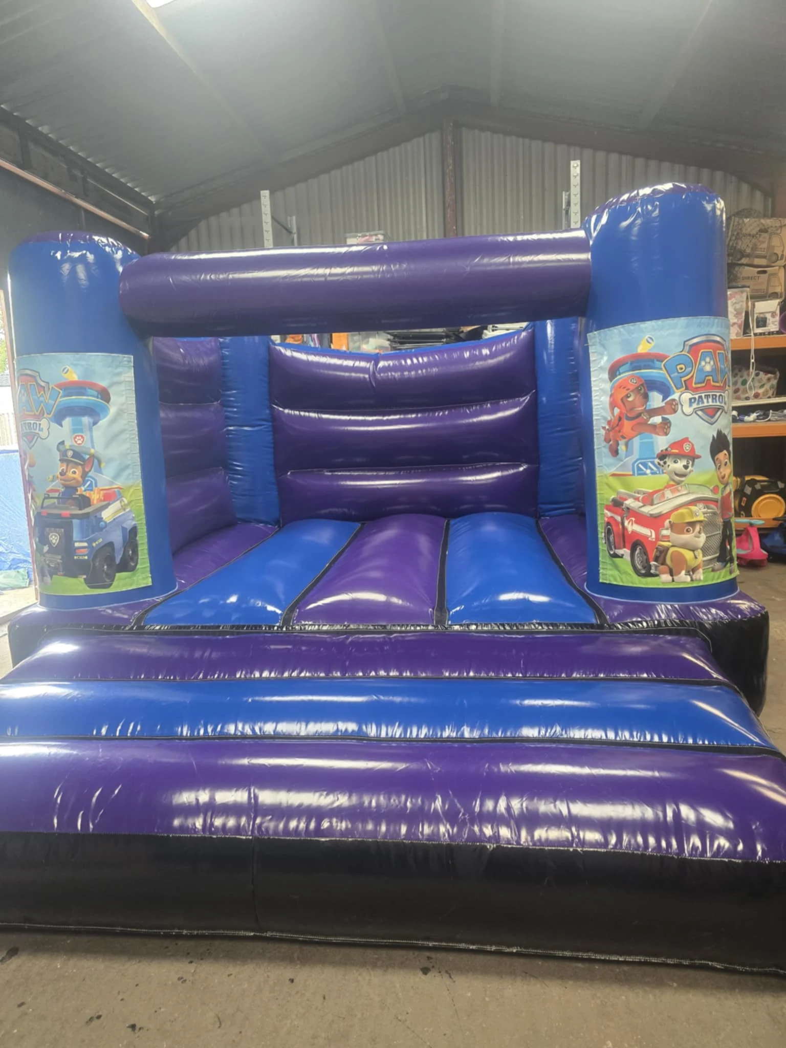 Paw Patrol Blue And Purple H Frame Bouncy Castle - Tiny Tots Inflatables