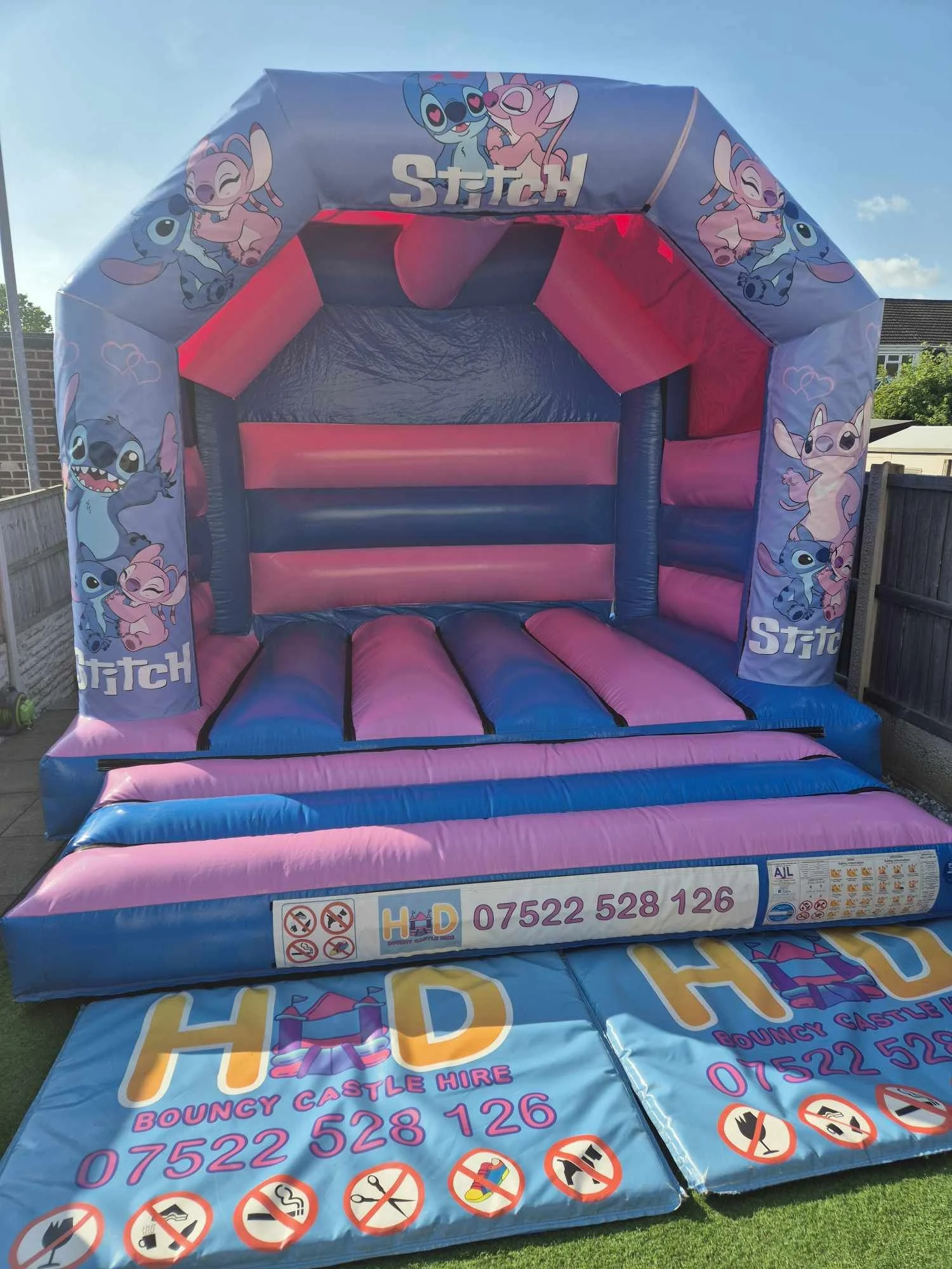 Stitch Pink And Blue Bouncy Castle - HD Bouncy Castle Hire