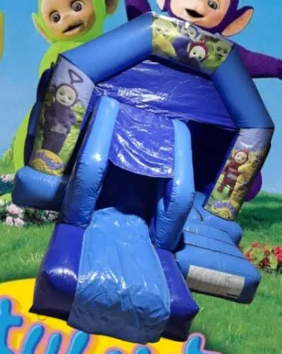 Teletubbies Themed Blue Combi Castle Inflatable and Soft Play Hire Redcar
