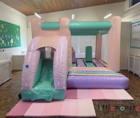 Pastel Bouncy Castle With Slide - Little Monsters Soft Play
