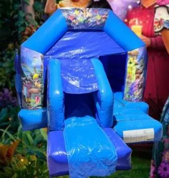 Encanto Themed Blue Combi Castle Inflatable and Soft Play Hire Redcar