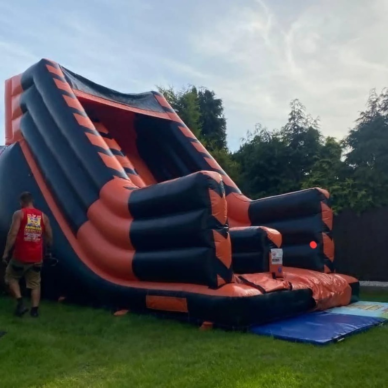 15ft Inflatable Mega Slide - Orange And Black Chevron Kangaroo Castles ...