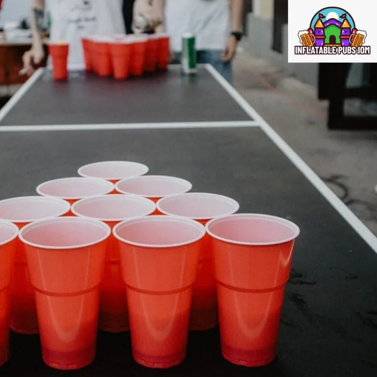 Beer Pong Table With Cups - Fun 4 All Bouncy Castle Hire on the Isle of Man
