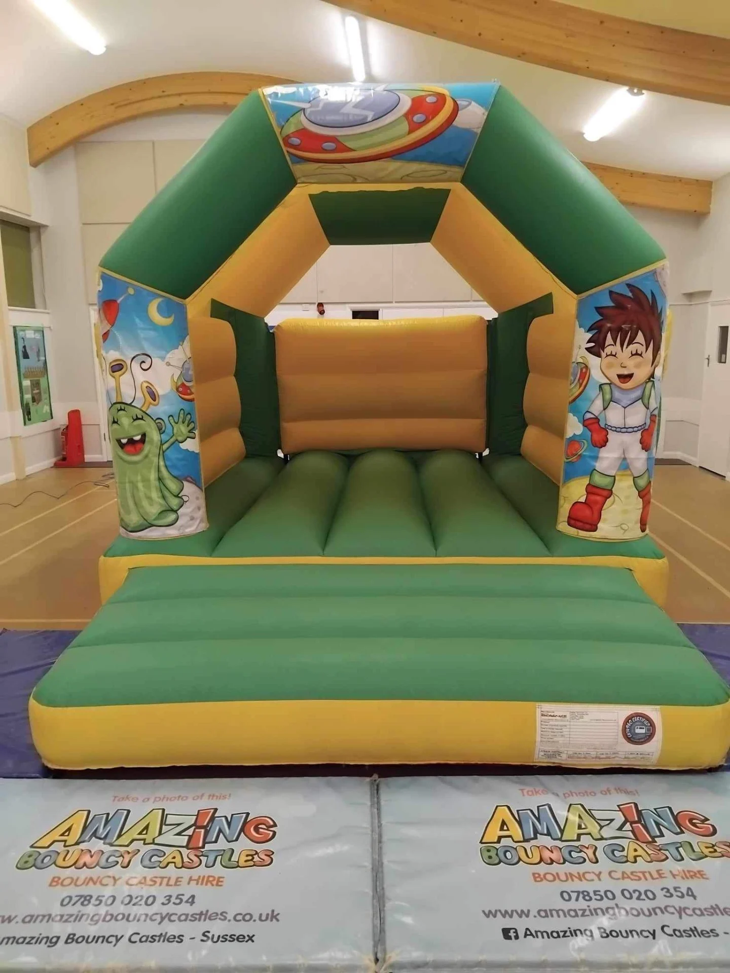 11ft X 15ft Space Bouncy Castle - Green - Amazing Bouncy Castles Sussex ...