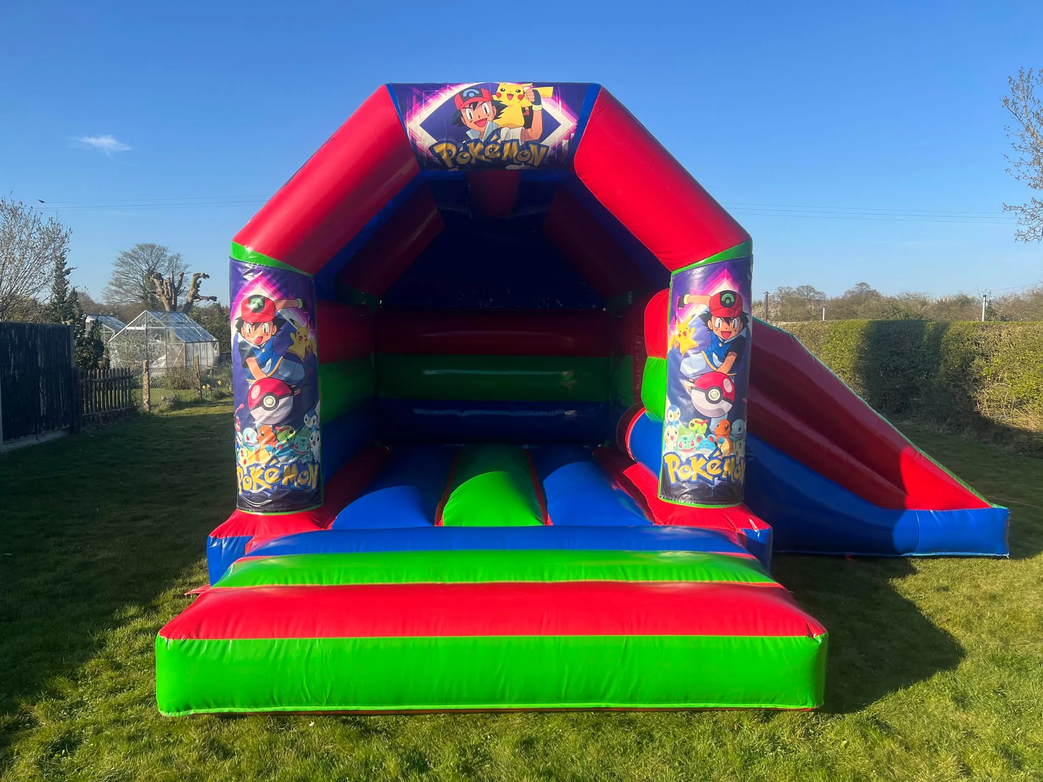 Pokemon Themed Green And Red Castle With Side Slide - Inflata-fun ...