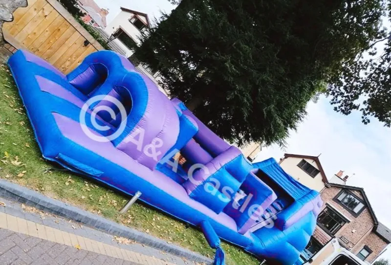 12ft X 40ft Blue Obstacle Course - AA Castles and Entertainment